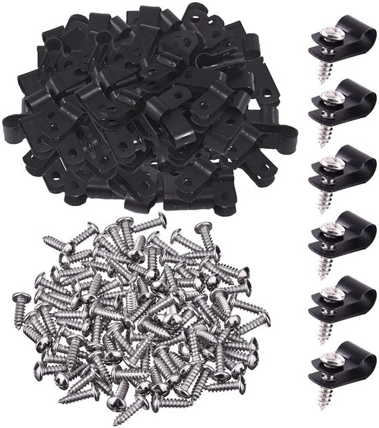 100 Pcs R Type Cable Clips, Wire Clips, Nylon Screw, Fixing Rope ...