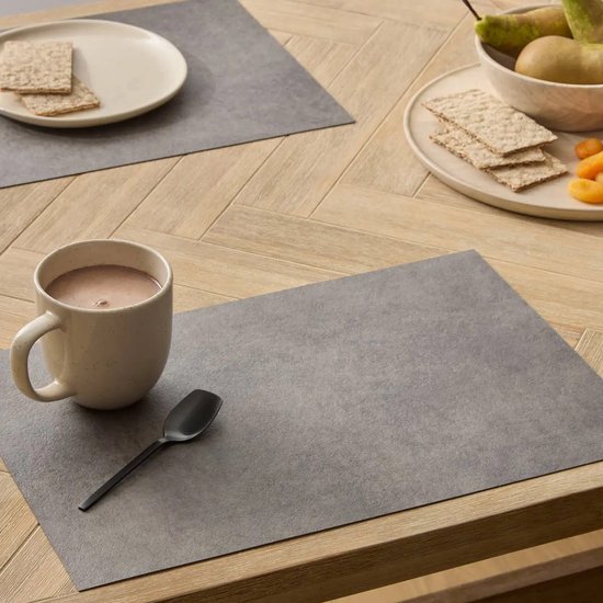 Secret de Gourmet tafel placemat - 12x - Natuursteen look - grijs - pvc ...