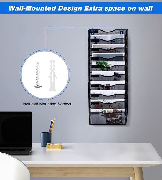 Solinxe krantenhouder met 10 vakken, metalen krantenstandaard ...