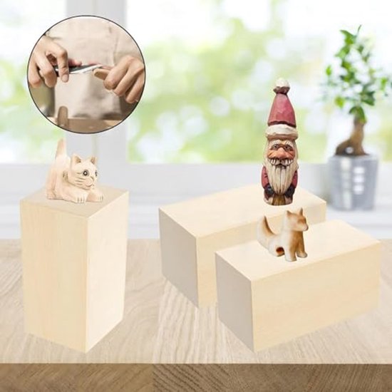 Pack of 10 Linden Wood Cutting Blocks, 10 x 5 x 5 cm, Carving Wood ...