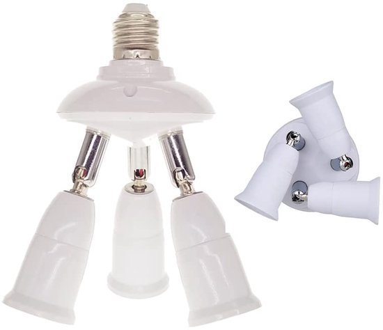 3 Head Light Bulb Fitting Adapter Splitter for Wide Coverage for E27 ...