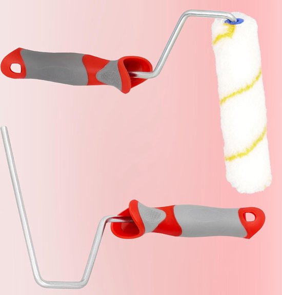 Set van 10 verfrollers, geeldraad, 160 mm, met rubberen handgreep ...