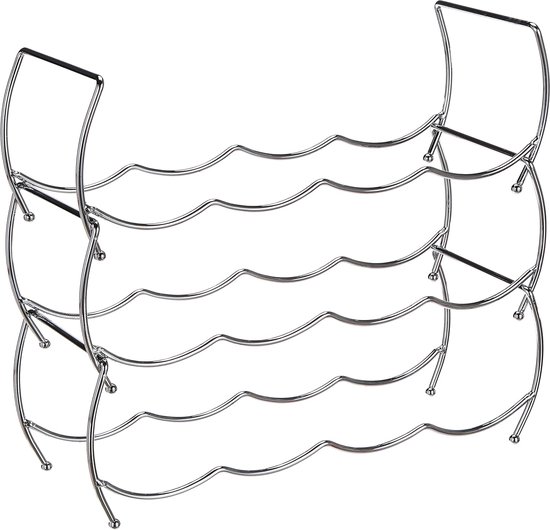 wijnflessen, vrijstaand, flessenrek met glashouders, voor keuken, bar ...