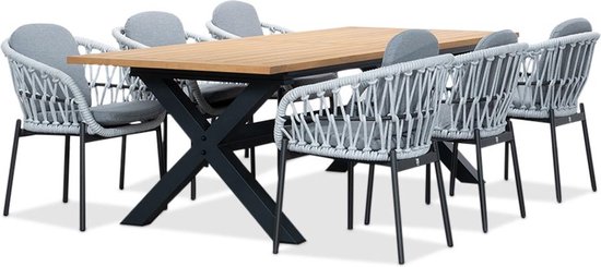 LUX outdoor living Lucan/Bari wit dining tuinset 7-delig | teakhout ...