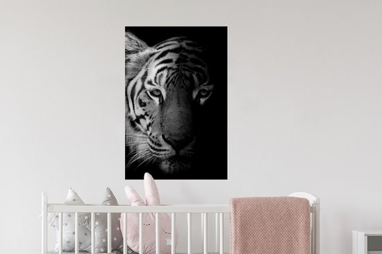 Muurstickers - Sticker Folie - Tijger - Dieren - Wild - Zwart - Wit - 40x60 cm -... | bol