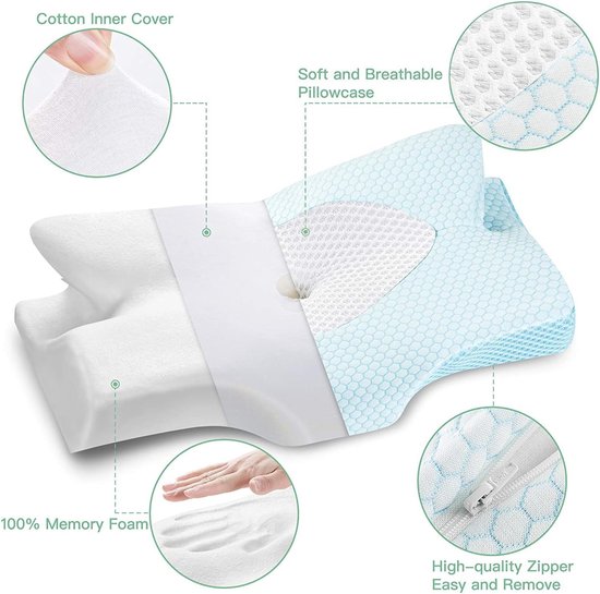 orthopedisch hoofdkussen van traagschuim afneembaar ergonomisch nekkussen... | bol