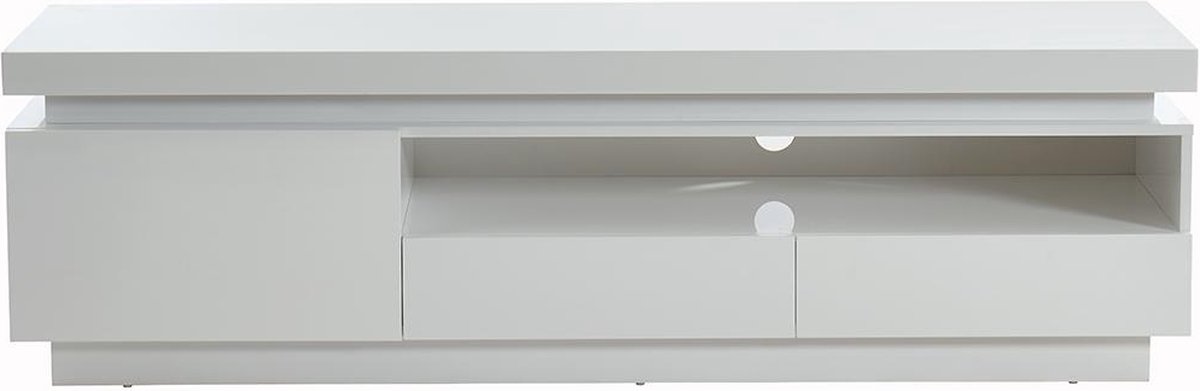Tv-meubel EMERSON - 1 deur en 2 lades - wit gelakt MDF - met led ...