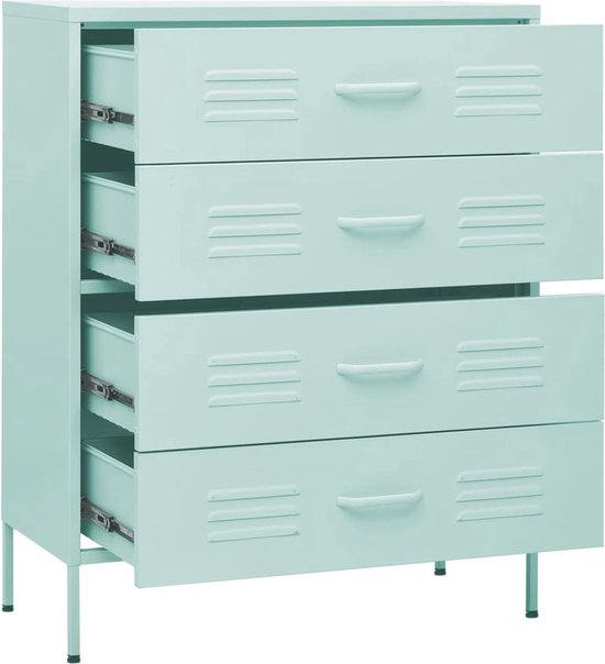 vidaXL Bijzetkast - Stalen constructie - 80x35x101.5 cm - Mint - Commode | bol