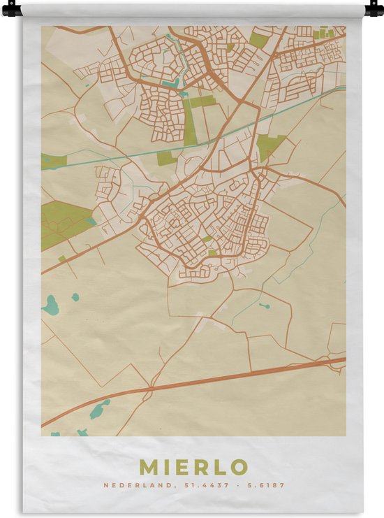 Wandkleed - Wanddoek - Plattegrond - Mierlo - Kaart - Vintage ...
