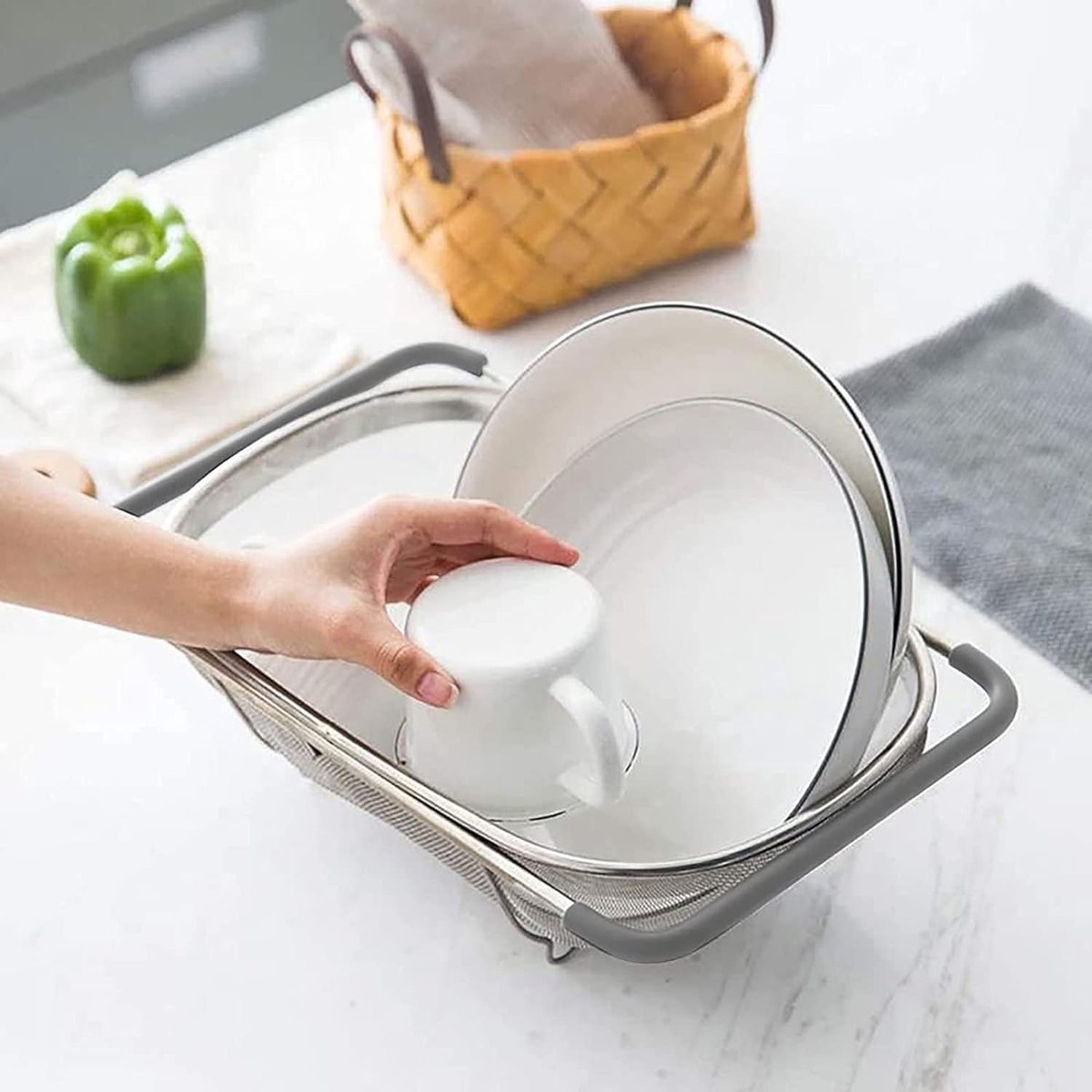 RVS Zeef voor Gootsteen, Uitbreidbaar, Over de Gootsteen Zeef ...