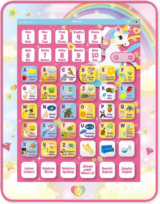 Eenhoorn tweetalig onderwijstablet (Engels/Spaans) 80 activiteiten ...