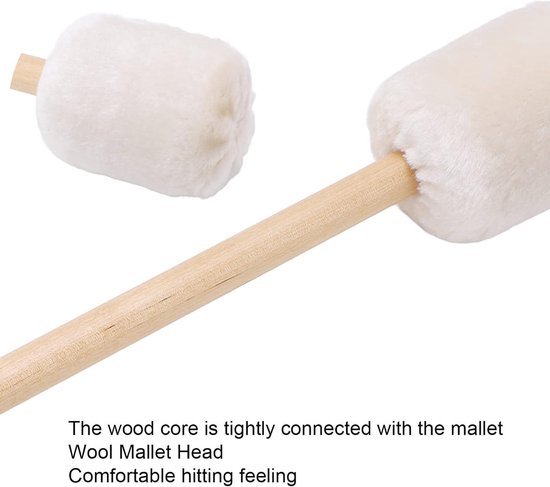 Allecto Plus - Bass Drum Mallet met Wol Kop en Houten Handvat voor ...