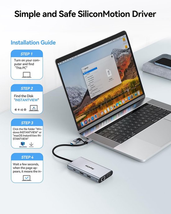 Raycue USB Docking Station, Dual Monitor, 9 in 1, Triple Display | bol