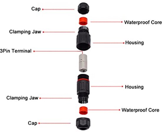 Waterproof connection, 10 pieces IP68.3PIN connector Outdoor plug ...