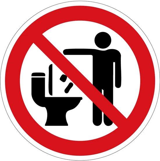 Geen afval in WC gooien verbodssticker - 15 cm | bol