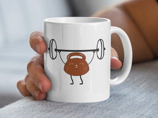 Leuke Kettlebell Kat Mug, Fitness Cadeau Idee, Gewichtheffen ...