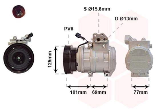 Van Wezel - AIRCO COMPRESSOR VOOR HYUNDAI TUCSON 2005-2009 977012E300 | bol