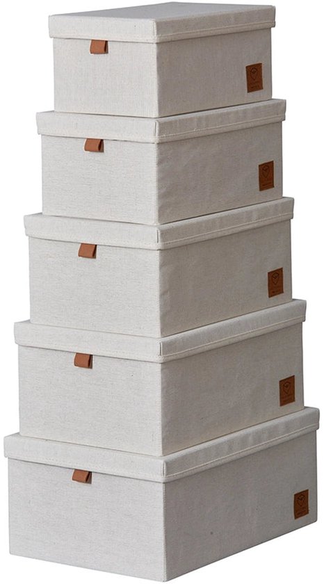 Store It Luxe opbergdozen set beige - 5 stuks - Inklapbaar | bol