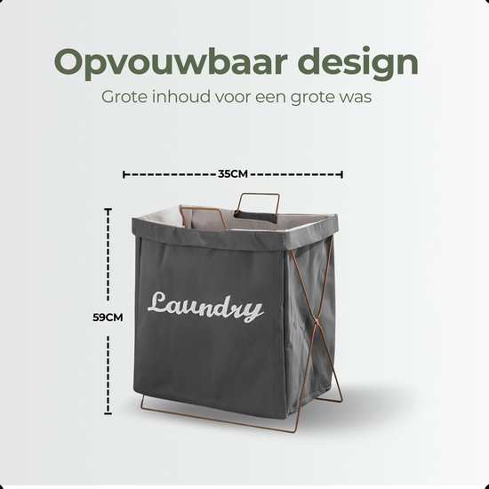 Wasmand - Katoen - Grijs - Opvouwbare Wasmand - Inklapbare Wasmand ...