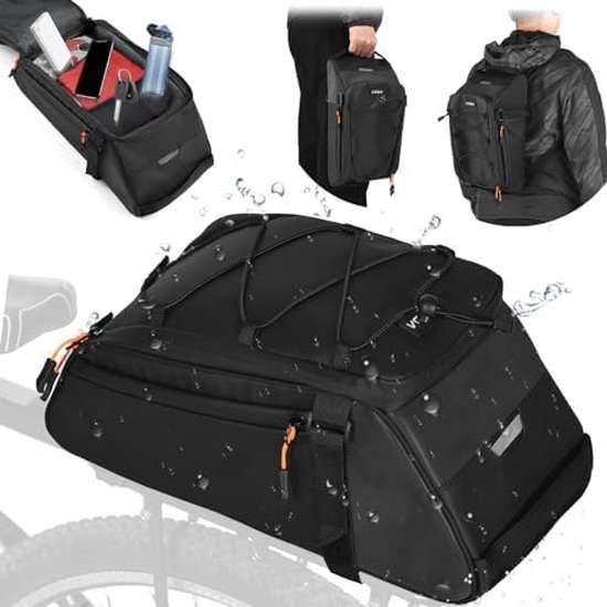 3-in-1 fietstas voor bagagedrager, bagagedragertas van 10 liter ...