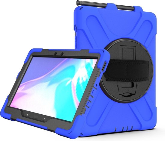 Samsung Galaxy Tab Active Pro Cover - Hand Strap Armor Case - Blauw | bol