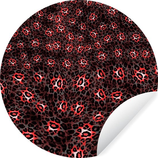 WallCircle - Muurstickers - Behangcirkel - Luipaard - Rood - Patronen - 100x100 cm -... | bol