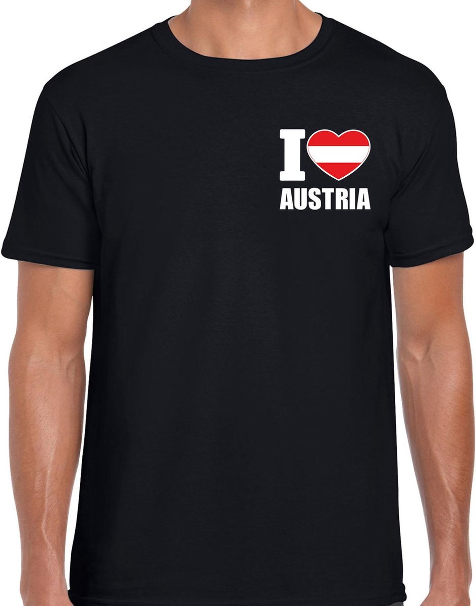 I love Austria t-shirt zwart op borst voor heren - Oostenrijk landen ...