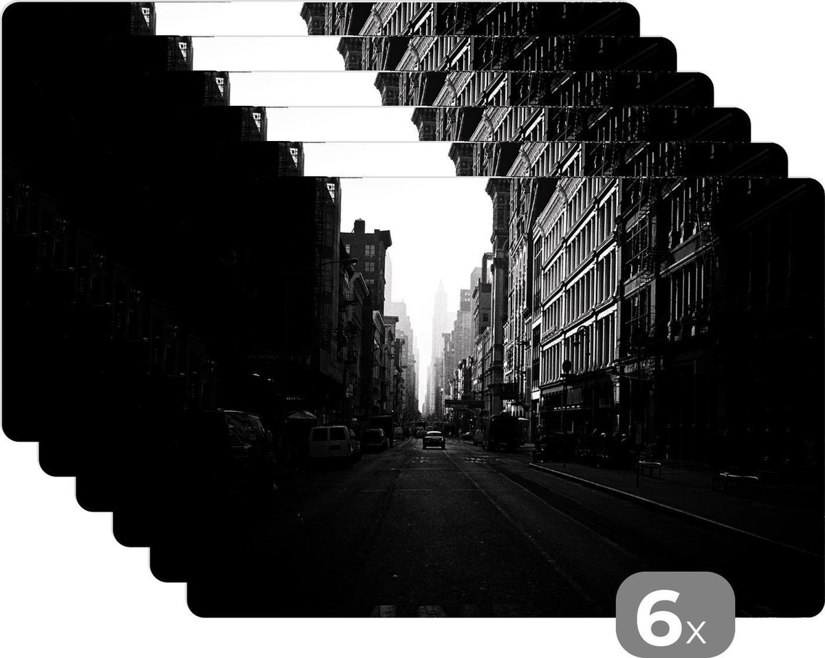 Set de table - Voiture roule dans une rue calme de New York en noir et ...