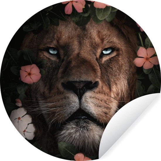 WallCircle - Muurstickers - Behangcirkel - Bloemen - Jungle - Leeuw - ⌀ 120 cm -... | bol
