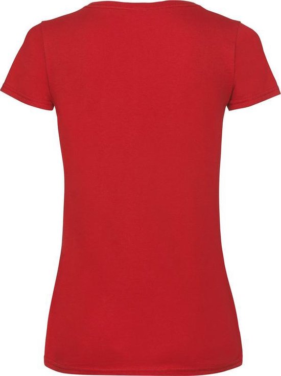 Basic V-hals t-shirt katoen rood voor dames - Dameskleding t-shirt rood ...