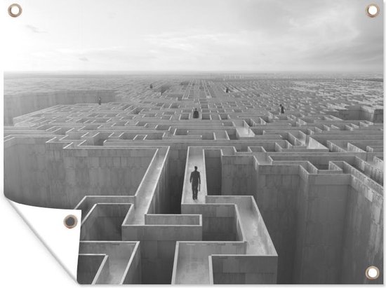 Tuinposter - Tuindoek - Tuinposters buiten - Een stenen pad met een ...