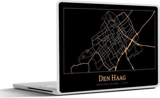 Laptop sticker - 11.6 inch - Stadskaart - Den Haag - Goud - Zwart ...