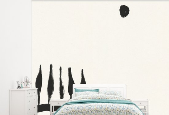 Landschap - Abstract - Zwart - Wit - Behangpapier | bol.com