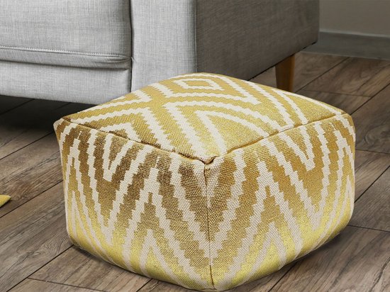 SVJ Poef Vierkant - 55 x 55 x 37 cm - Katoen - Goud | bol.com