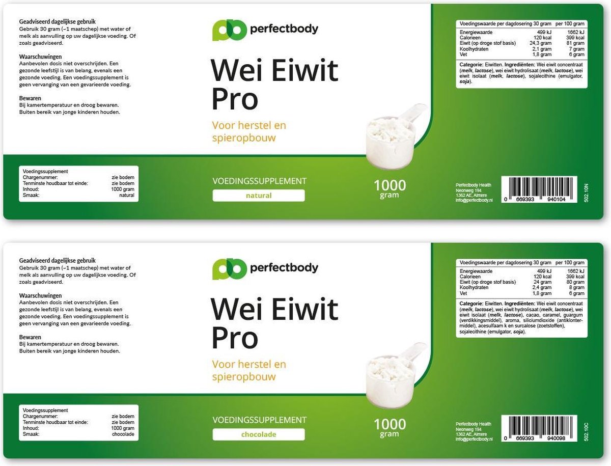 Whey Proteïne (eiwit) Shakes - Chocolade - PerfectBody.nl | bol.com