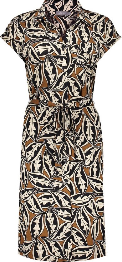 Geisha Jurk Jurk Grafisch Bladerprint 37146 20 Tabacco/black Combi ...