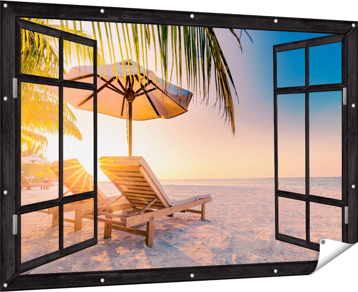 Gards Affiche de Jardin Transparente Plage Tropicale au Coucher de ...