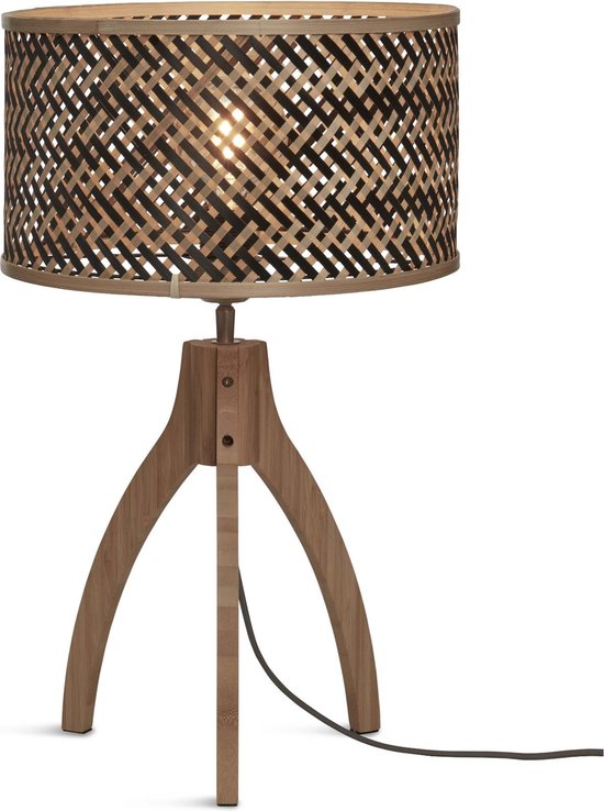 GOOD&MOJO Tafellamp Java - Bamboe/Zwart - Ø18cm - Modern | bol