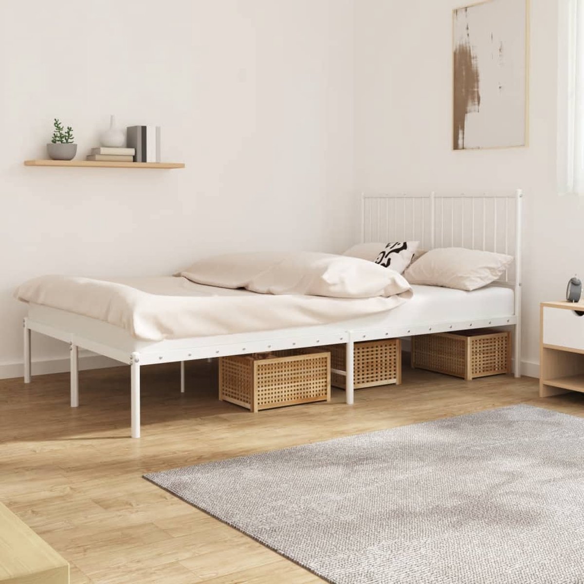 Furniture Limited - Bedframe met hoofdbord metaal wit 120x200 cm | bol.com