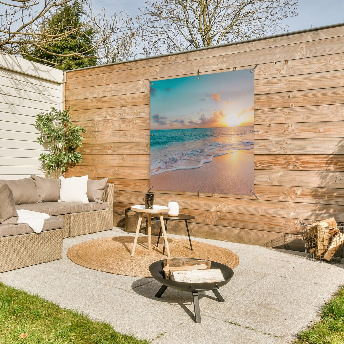 Toile de jardin Sunset - Plage - Mer - Été - Blauw - 100x100 cm | bol.com