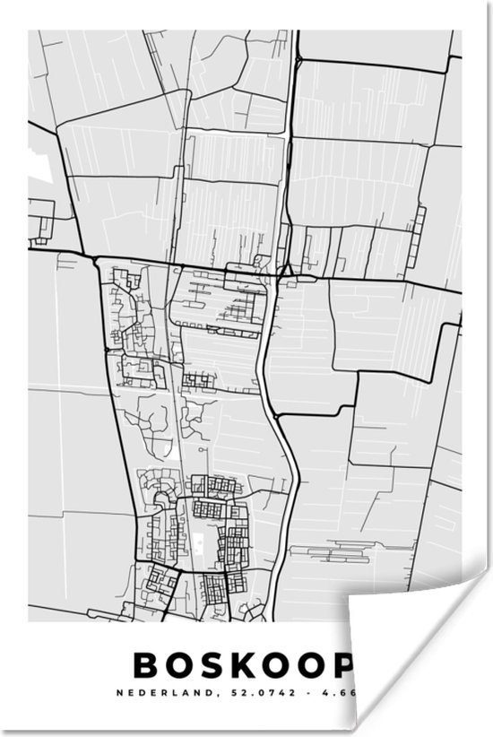 Poster Boskoop - Plattegrond - Stadskaart - Kaart - 20x30 cm | bol.com