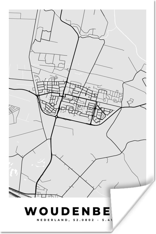 Poster Plattegrond - Woudenberg - Kaart - Stadskaart - 40x60 cm | bol