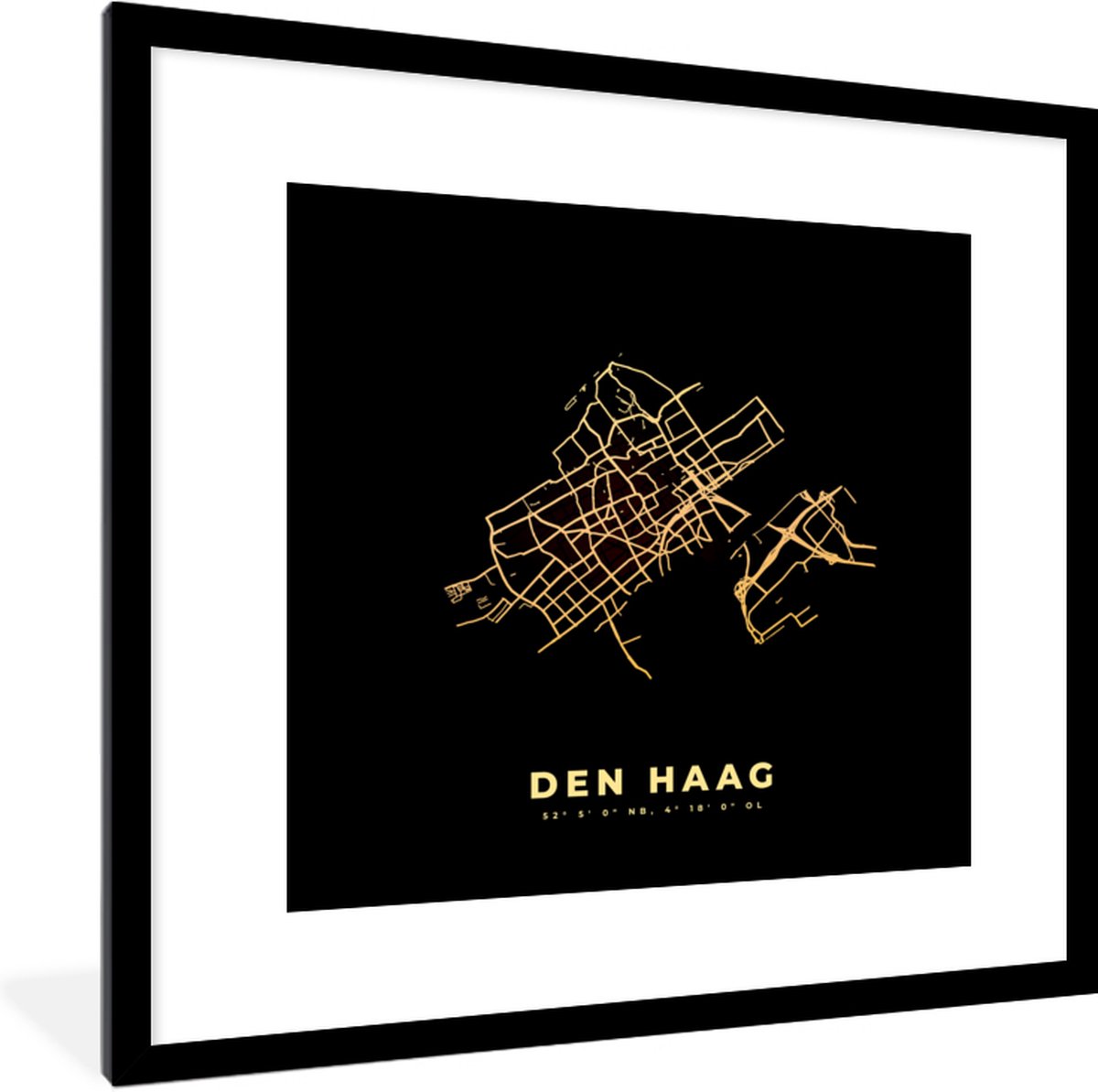 Fotolijst incl. Poster - Den Haag - Plattegrond - Stadskaart ...