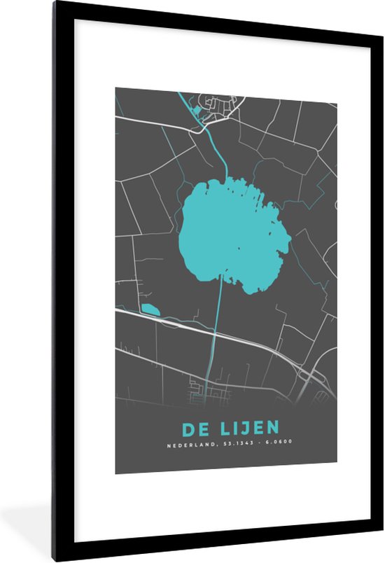 Fotolijst incl. Poster - Nederland - Plattegrond - Stadskaart - Water ...