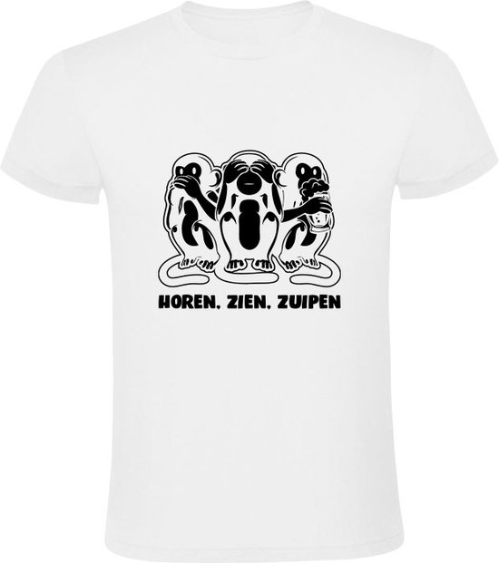 Horen, zien, bier zuipen Heren T-shirt - drank - alcohol - feest - aap ...