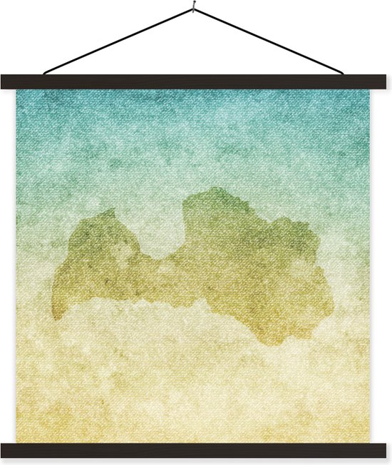 Posterhanger incl. Poster 90x90 cm - Schoolplaat - Kaart van Letland ...