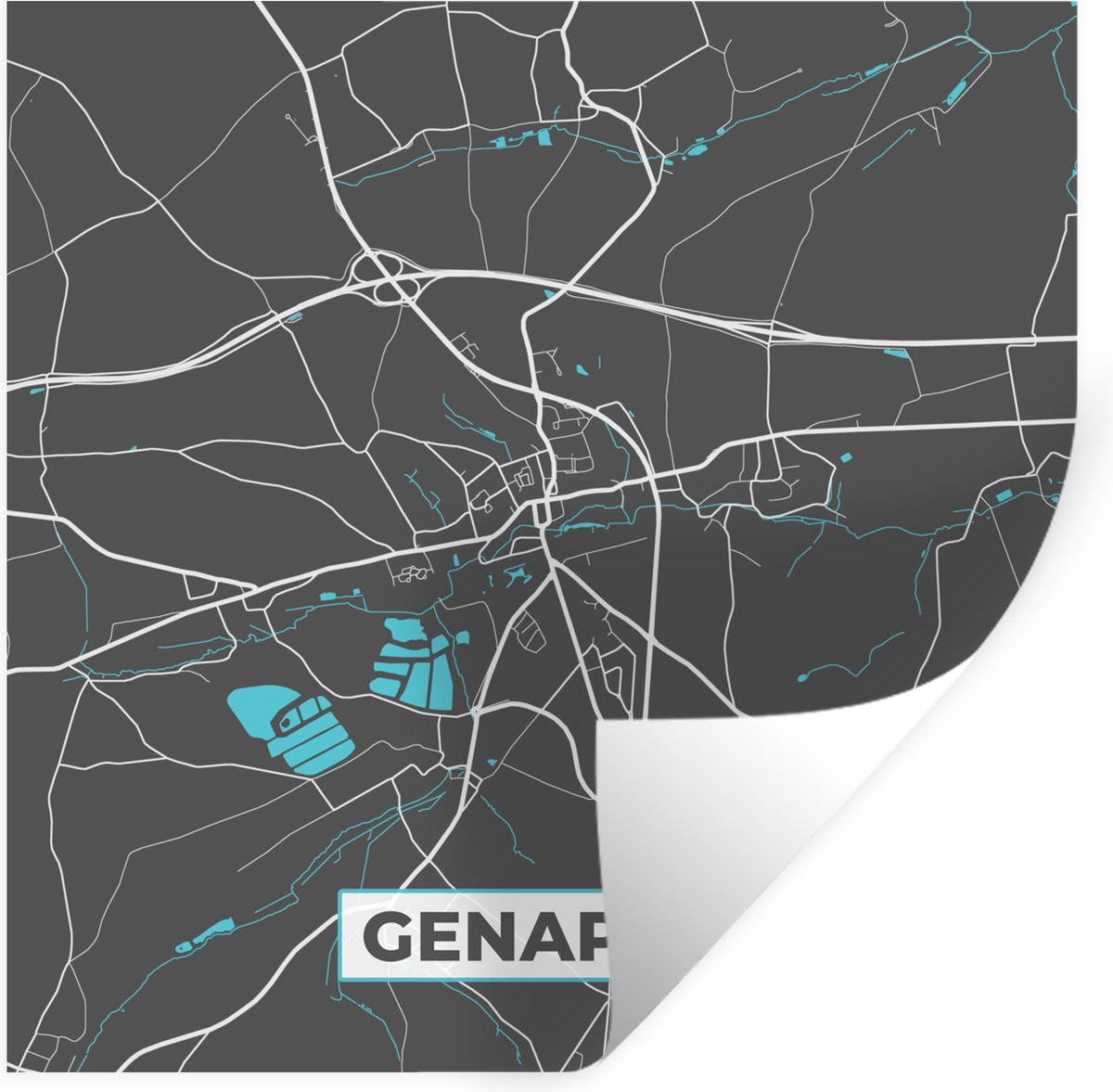 Stickers muraux - Plan de la ville - Grijs - Carte - Genappe - België ...