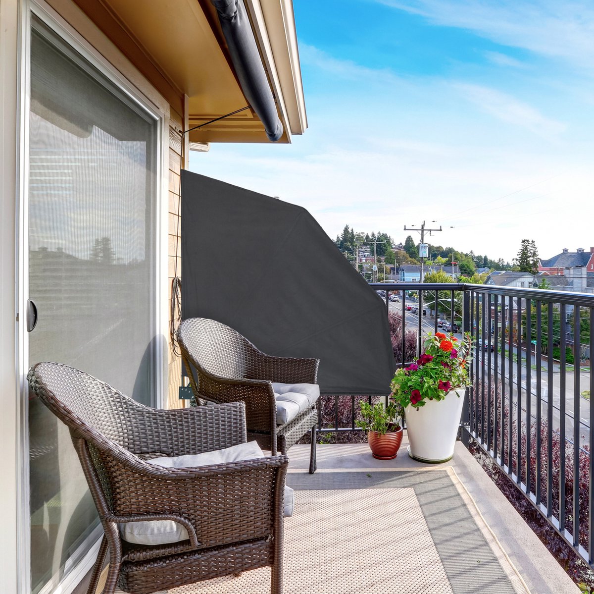 Relaxdays balkon windscherm - balkonscherm waaier inklapbaar ...