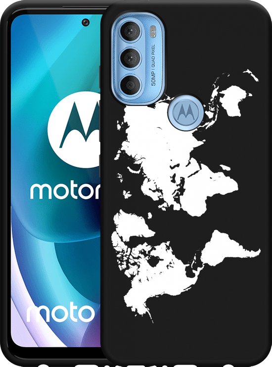 Motorola Moto G71 Hoesje Zwart World Map - Designed by Cazy | bol