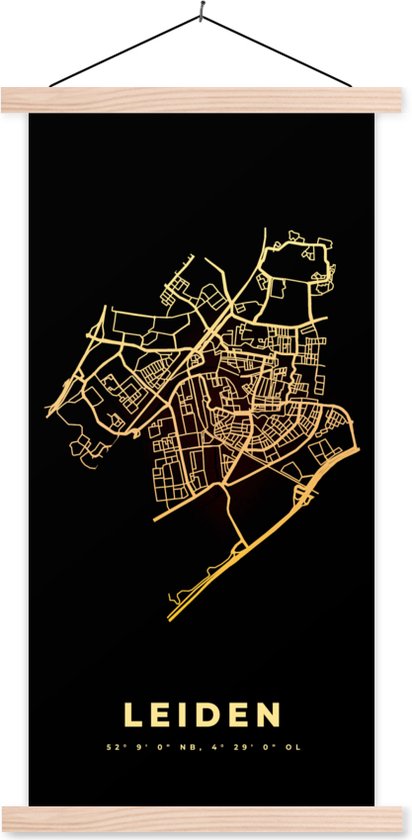Posterhanger incl. Poster 90x180 cm - Schoolplaat - Leiden - Stadskaart ...